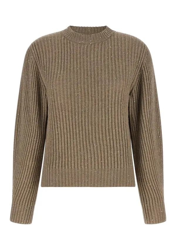 Brunello Cucinelli Cashmere And Wool Blend Sweater - Beige