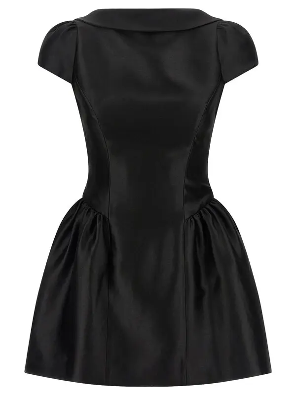 SELF-PORTRAIT Taffeta Collared Mini Dress - Black