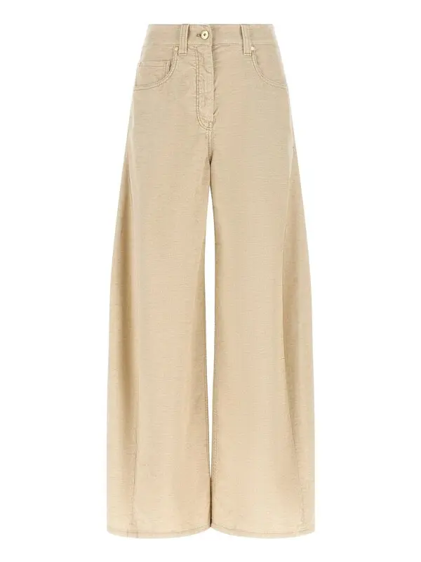 Brunello Cucinelli Wide Barrel Corduroy Trousers - Beige
