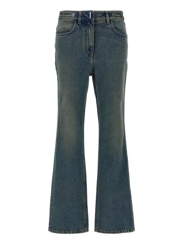 Givenchy Denim Jeans With Logo Chain - Blue