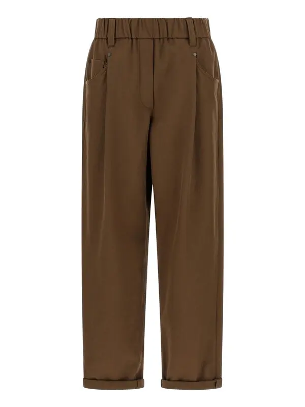 Brunello Cucinelli Stretch Cotton Trousers - Brown