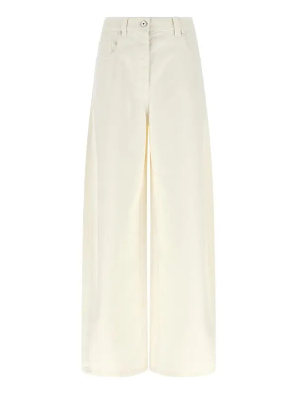 Brunello Cucinelli Wide Barrel Denim Jeans - White
