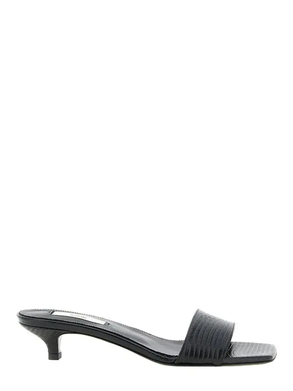 TOTEME Lizard Leather Sandals - Black