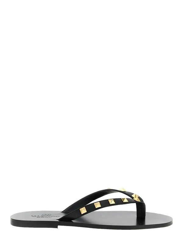 Valentino Garavani Thong Rockstud Sandals - Black