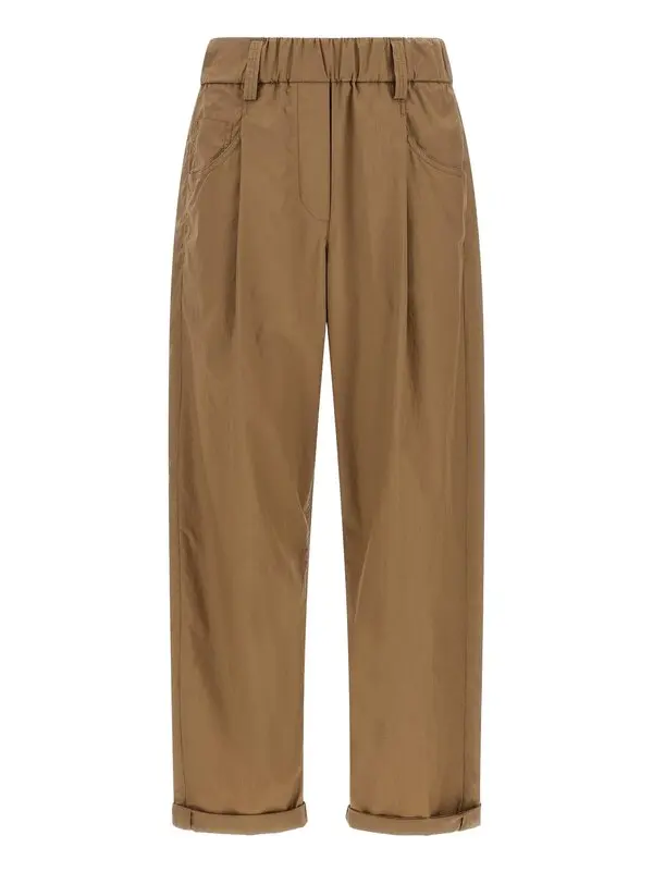 Brunello Cucinelli Poplin Track Pants - Beige