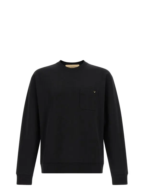 Valentino Garavani Vgold Cotton Blend Sweatshirt - Black