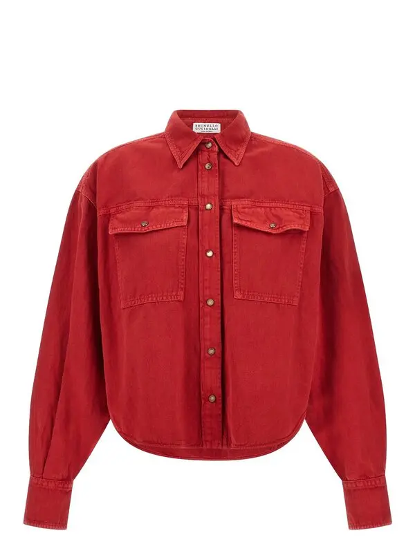 Brunello Cucinelli Cotton And Linen Shirt - Red