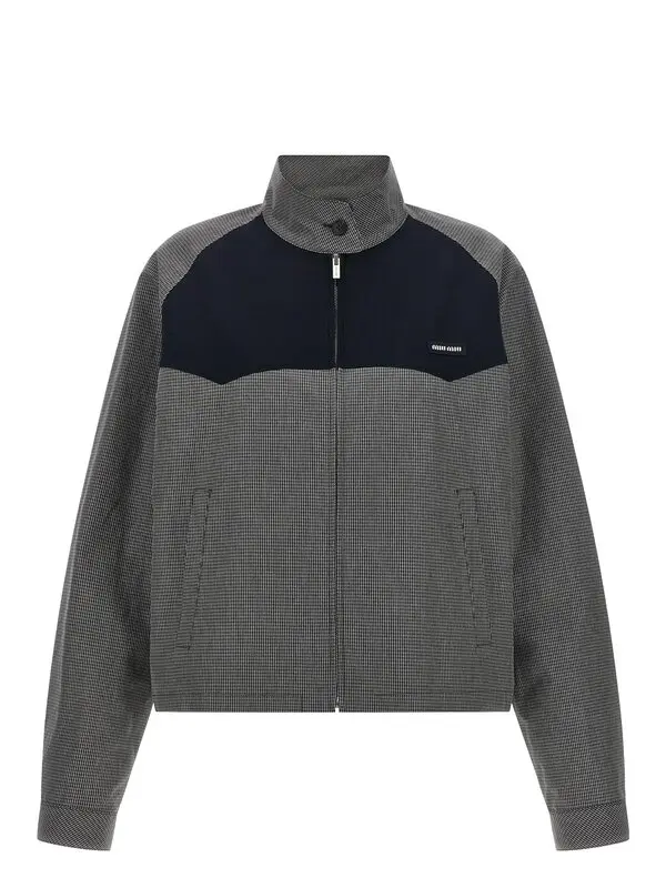 Miu Miu Vichy Check Blouson - Gray