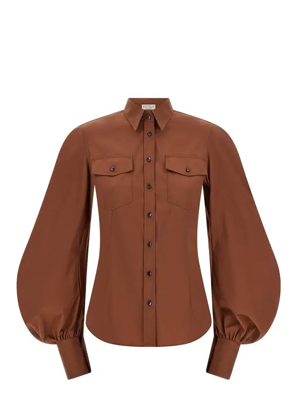 Brunello Cucinelli Poplin Shirt - Brown