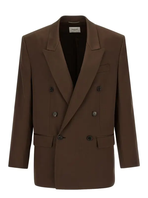 Saint Laurent Satin Blazer - Brown