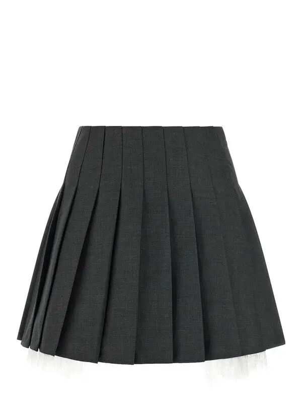 SELF-PORTRAIT Pleated Mini Skirt - Gray