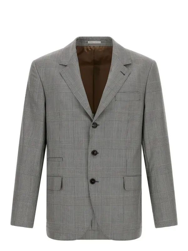 Brunello Cucinelli Prince Of Wales Blazer - Gray