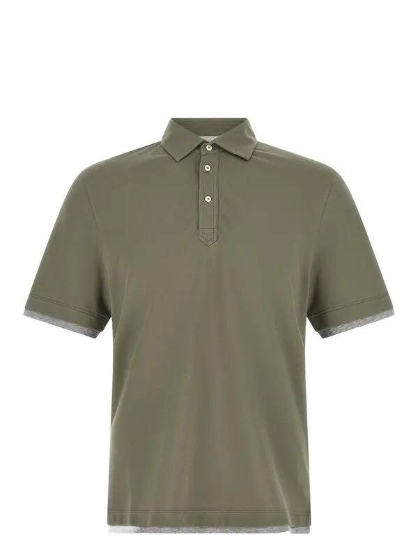 Brunello Cucinelli Faux Layering' Polo Shirt - Green