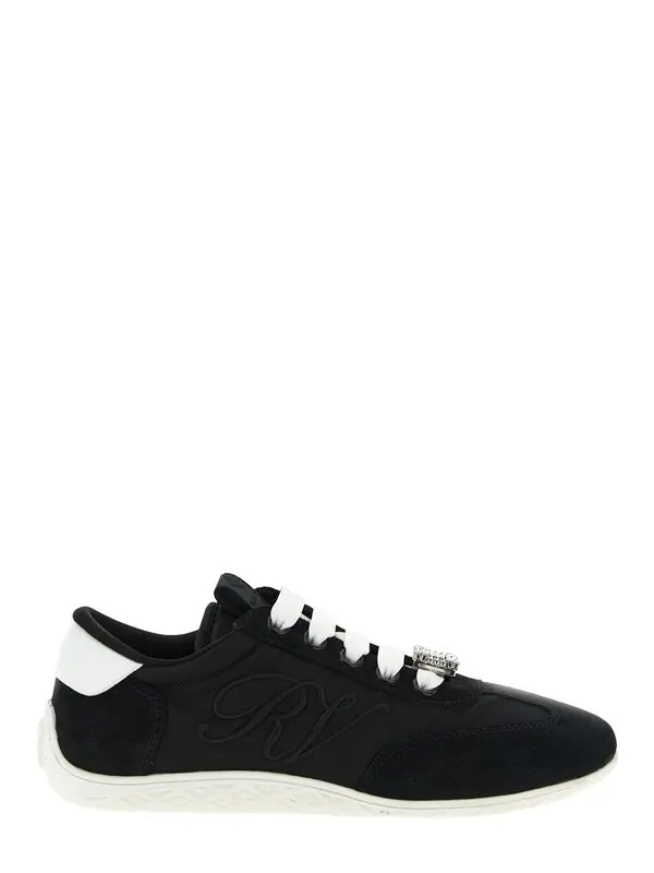 ROGER VIVIER Viv Low Suede And Satin Sneakers - White/black