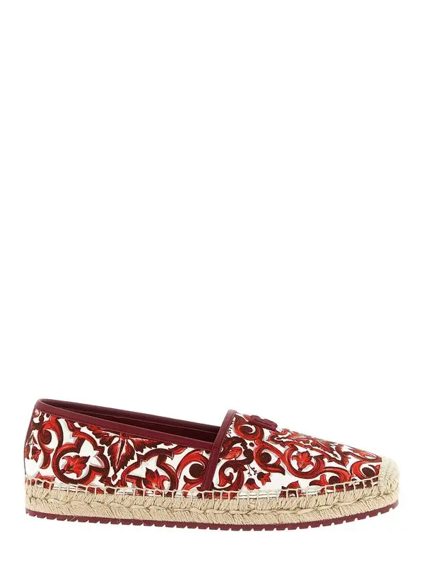 Dolce & Gabbana Maiolica Print Canvas Espadrilles - Red