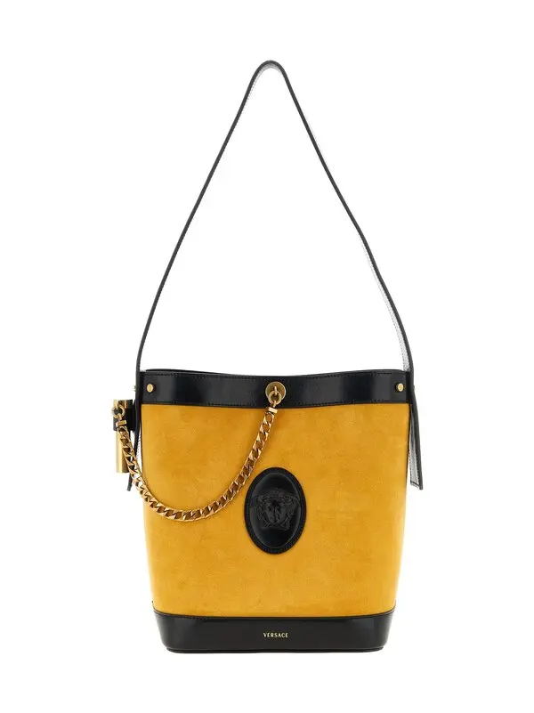 Versace Pivot Small Bucket Bag - Yellow