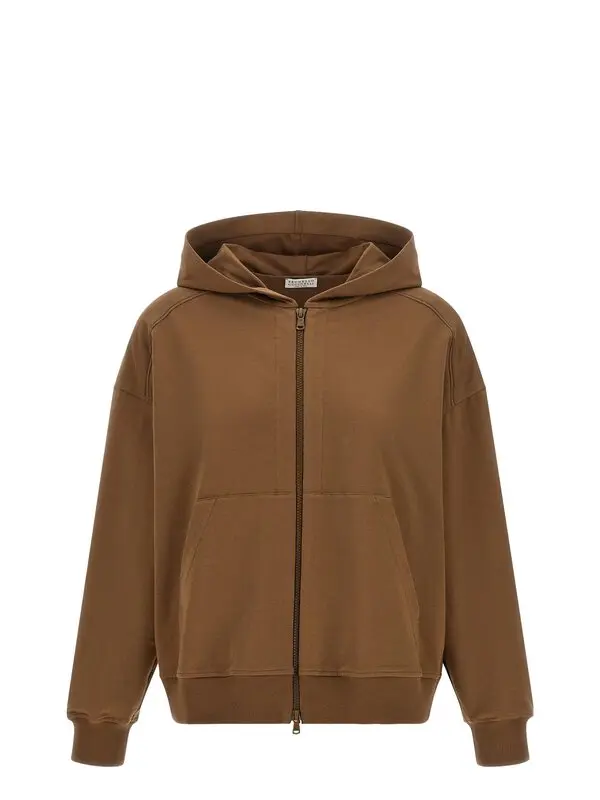Brunello Cucinelli Shiny Trims Hoodie - Brown