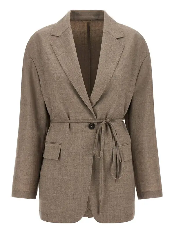 Brunello Cucinelli Fresh Wool Single-breasted Blazer - Beige