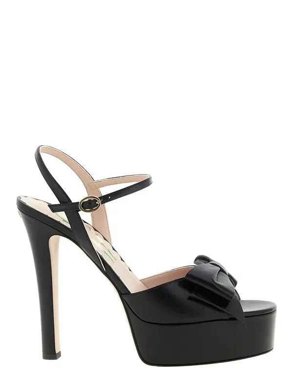 Valentino Garavani Bowow Leather Sandals - Black