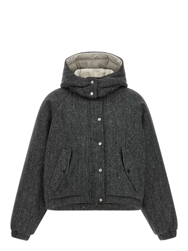 Brunello Cucinelli Donegal Tweed Down Jacket - Gray