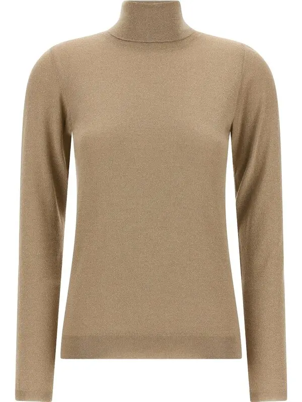 Brunello Cucinelli Metallic Turtleneck Sweater - Beige