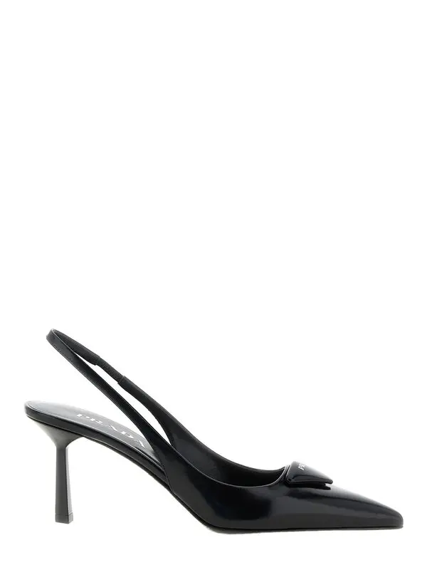 Prada Brushed Leather Slingback - Black