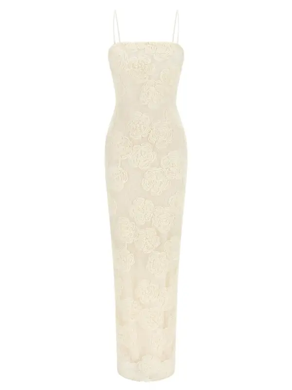 ROTATE BY BIRGER CHRISTENSEN Flower Mesh Tube Dress - White