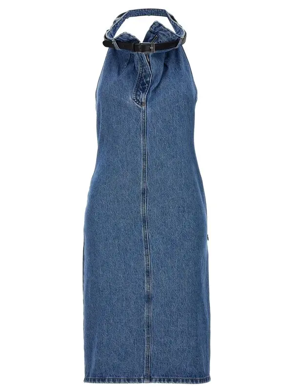 Coperni Denim Belt Halter Neck Dress - Blue