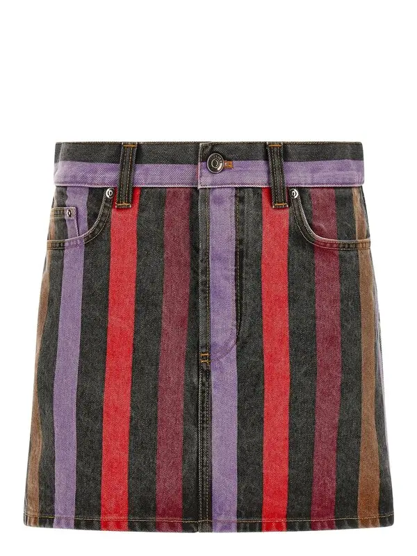 Versace Striped Denim Skirt - Multi