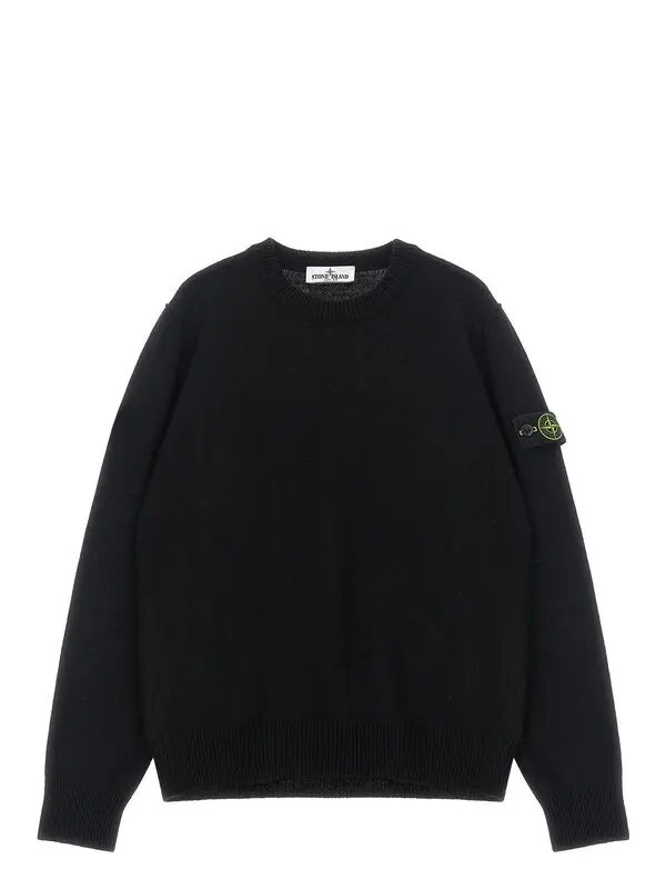 Stone Island Badge Logo Sweater - Black