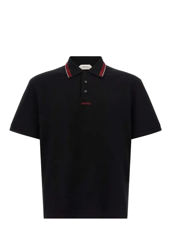 Versace Greca' Polo Shirt - Black