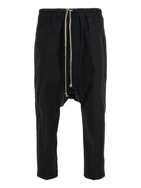 Rick Owens Drawstring Cropped Cotton Pants - Black