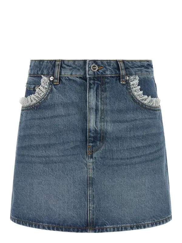 GANNI Denim And Lace Skirt - Blue