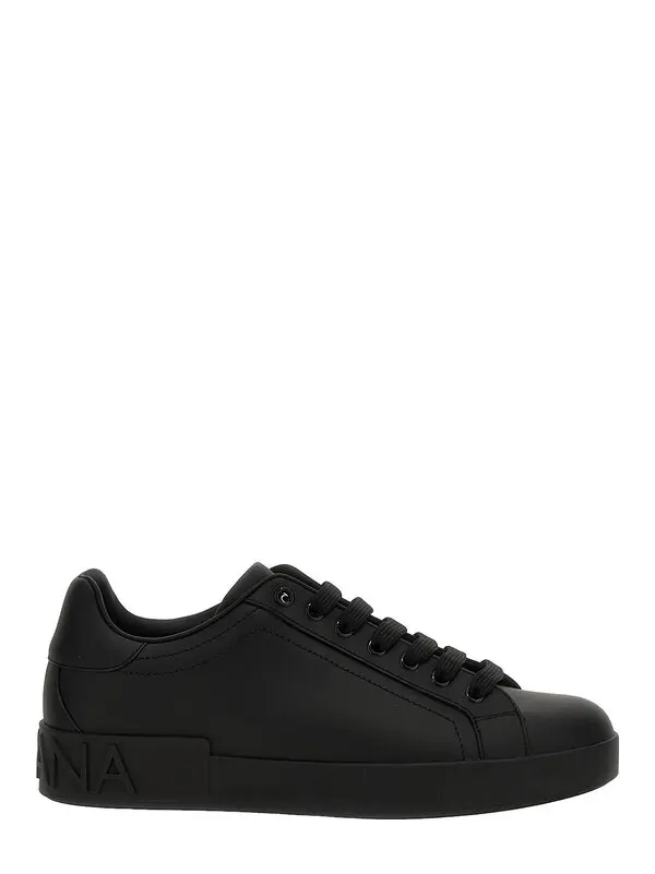 Dolce & Gabbana Portofino Leather Sneakers - Black