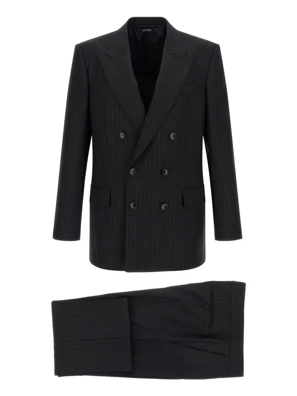 TOM FORD Pinstriped Double-breasted Dress - Black