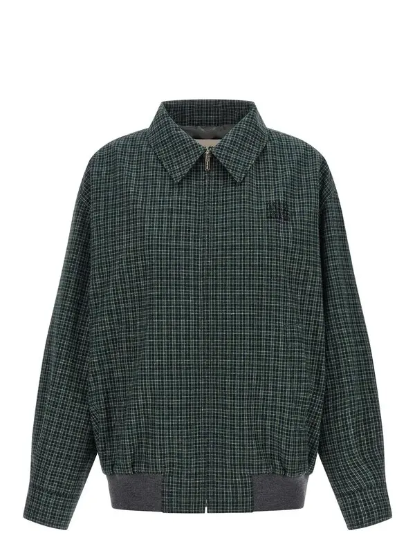 Miu Miu Checked Cotton Blouson - Green