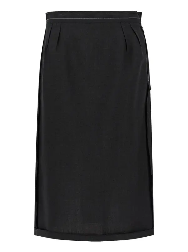 MAISON MARGIELA Virgin Wool Midi Skirt - Black