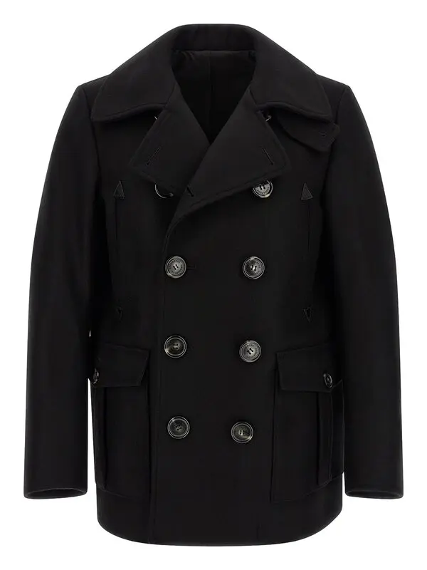 Dsquared2 Double-breasted Wool Coat - Black