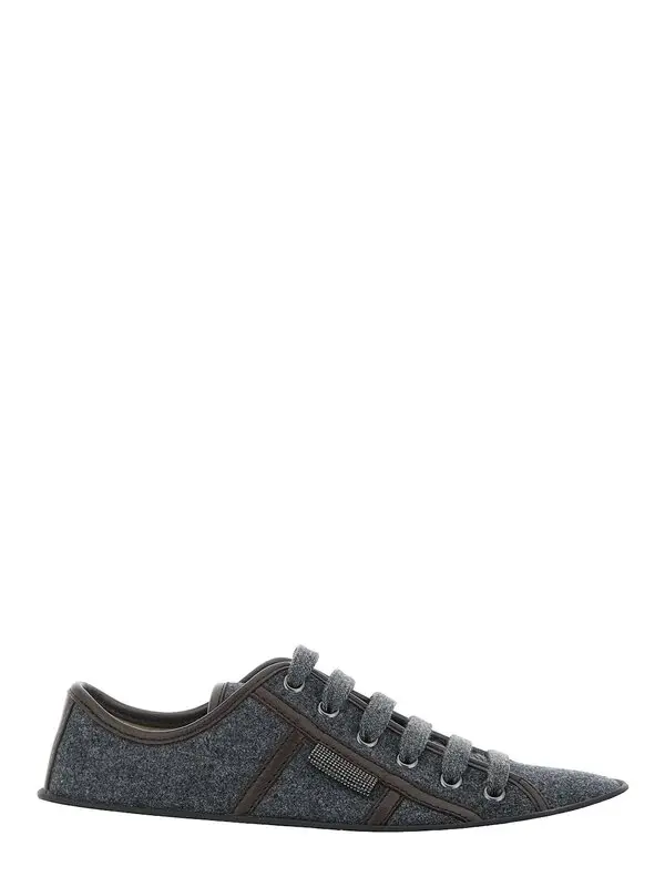 Brunello Cucinelli Shiny Tab Sneakers - Gray