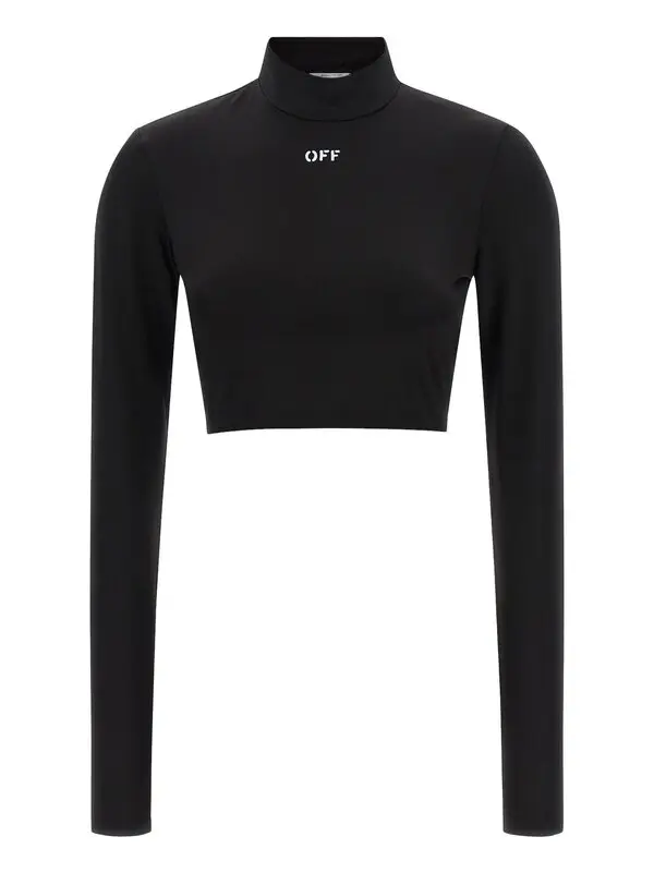 Off-White Off Stamp Crop Top - Black