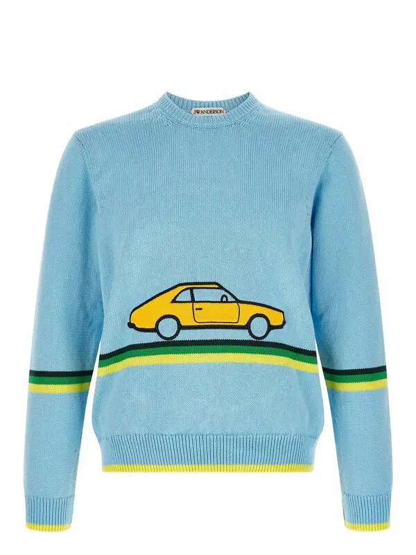 J.W.ANDERSON Car Graphic Crewneck Sweater - Light Blue