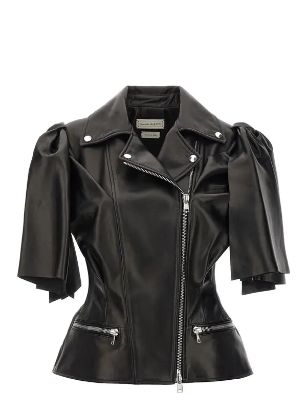 Alexander McQueen Leather Biker Vest - Black