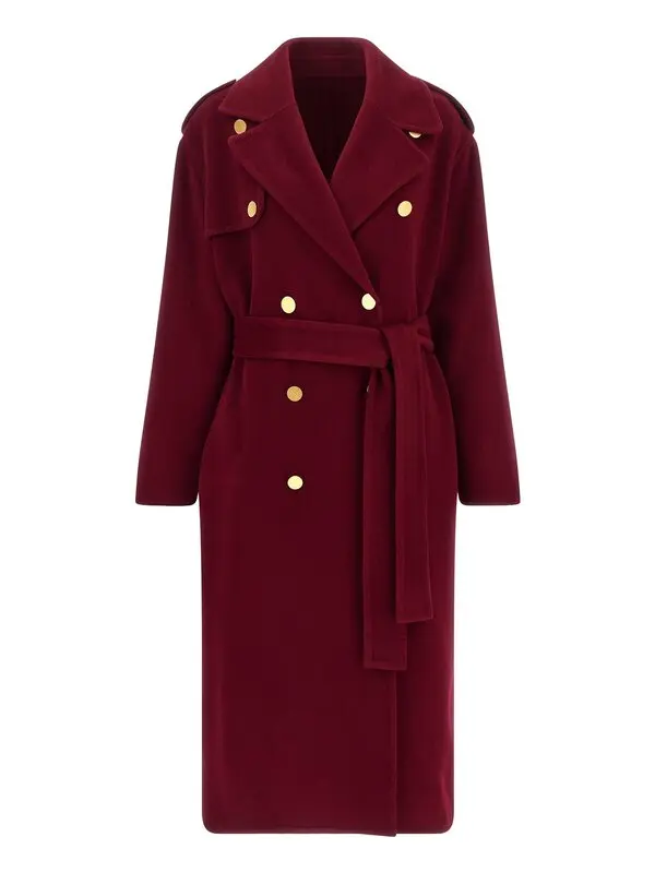 Alberta Ferretti Long Wool Coat - Red