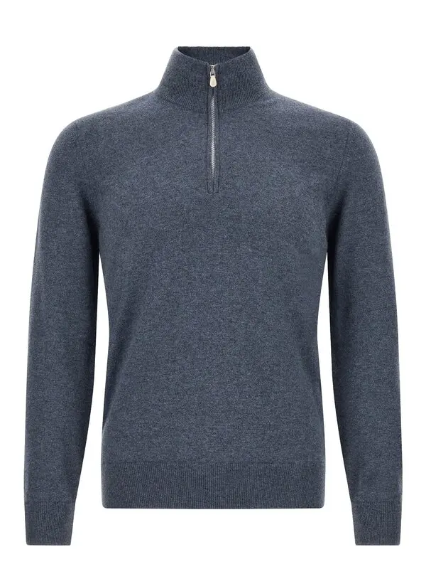 Brunello Cucinelli Cashmere Half-zip Sweater - Blue