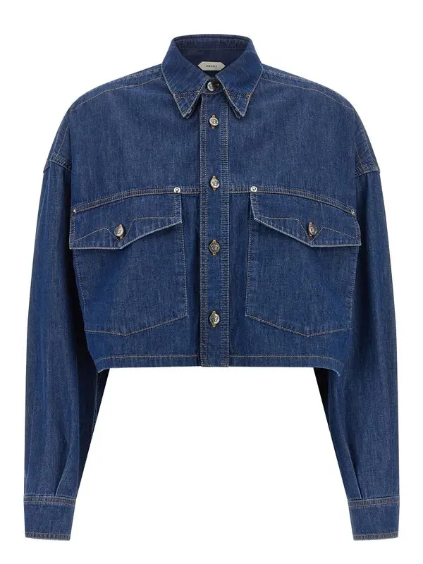 Versace Cropped Shirt - Blue