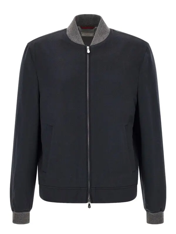 Brunello Cucinelli Cashmere Bomber Jacket - Blue