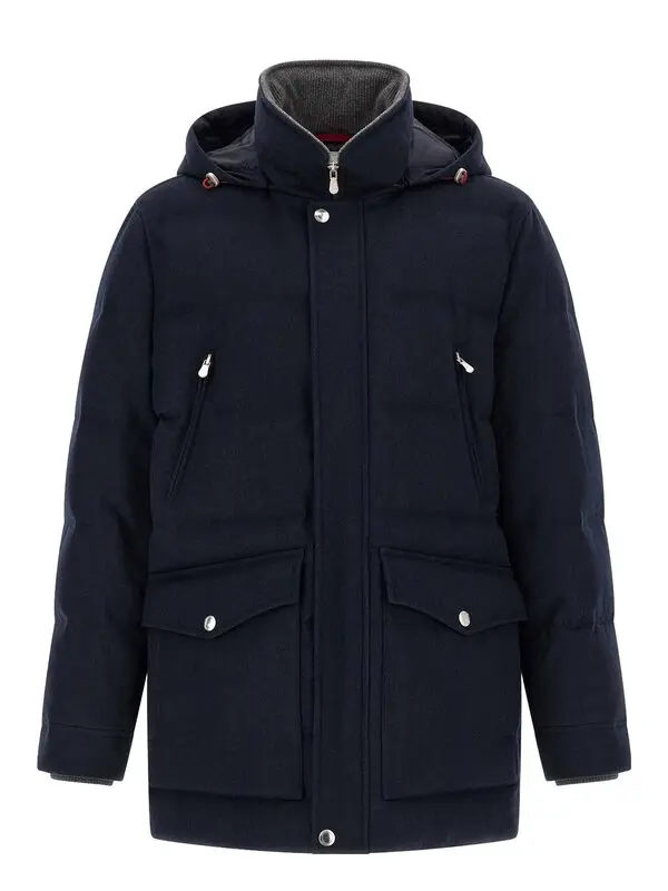 Brunello Cucinelli Wool Flannel Parka - Blue