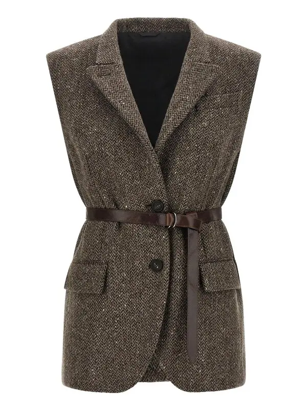 Brunello Cucinelli Mélange Wool Vest - Brown