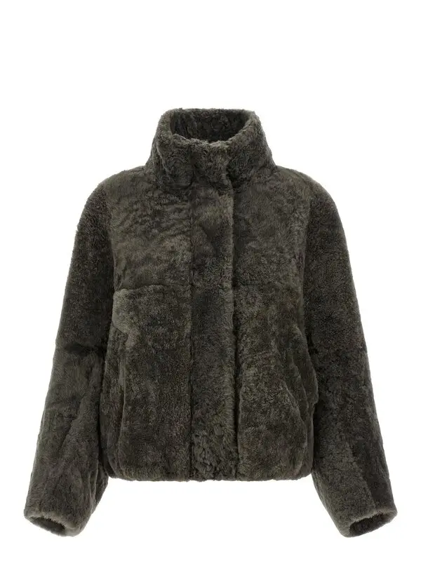 Brunello Cucinelli Cropped Lambskin Fur Jacket - Gray