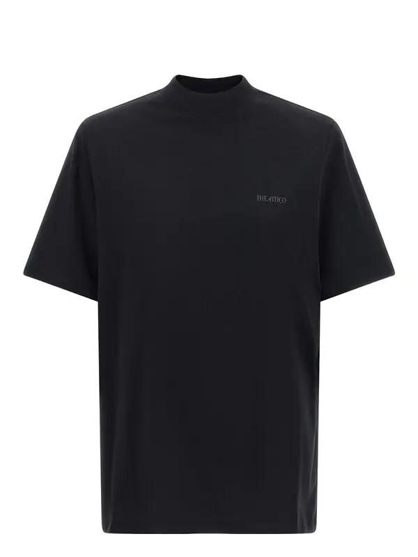 Attico Cotton Mock-neck T-shirt - Black
